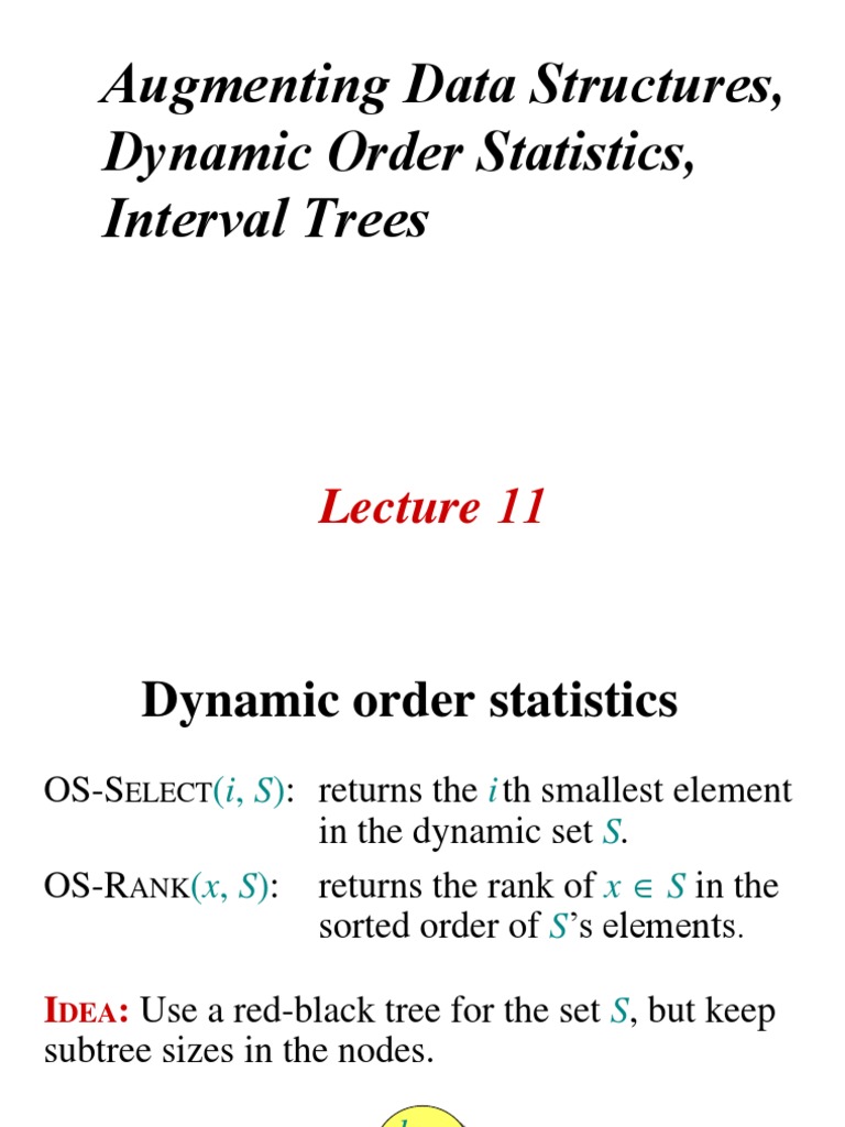 Augmenting Data Structures, Dynamic Order Statistics, Interval Trees | PDF | Discrete ...