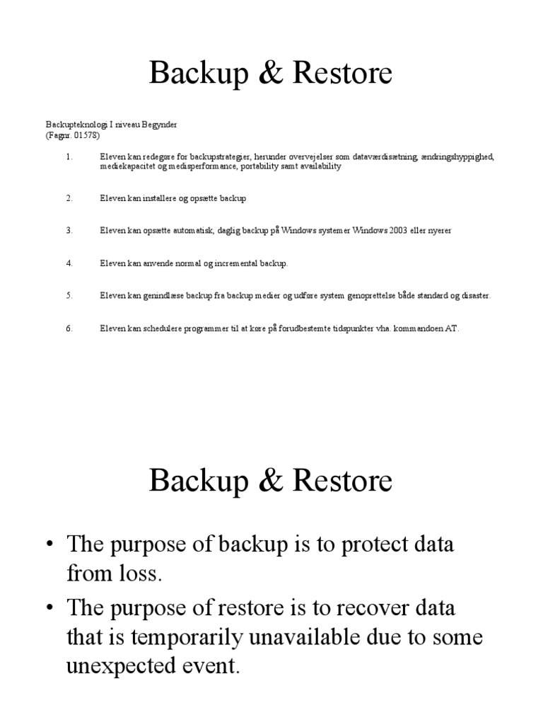 Backup And Restore Pdf Backup Computer Data Storage