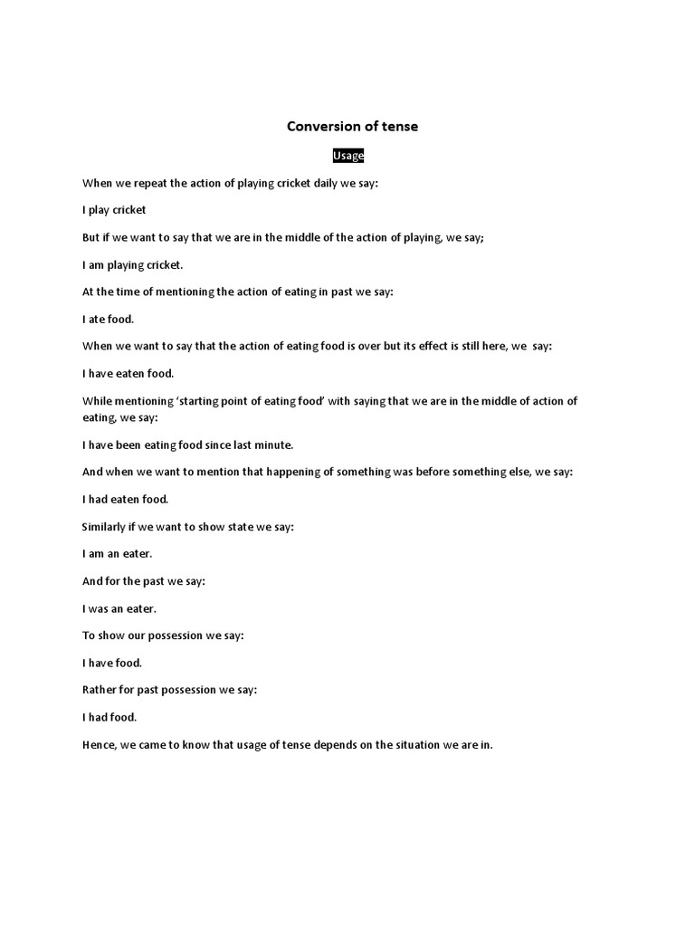 Conversion of Tense | PDF | Verb | Grammatical Tense