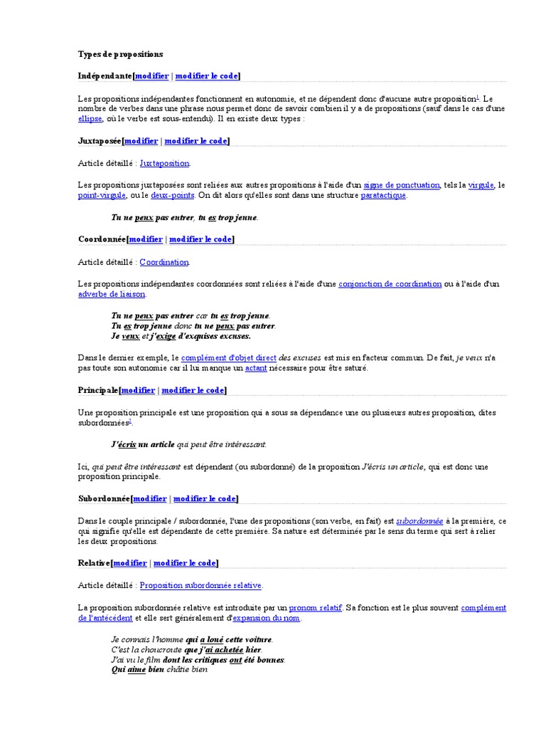 Types de propositions grammaticales | PDF | Clause | Morphologie ...