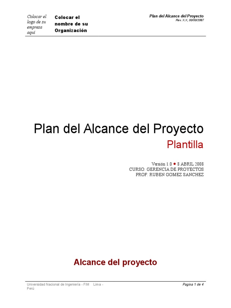 04 Plan de Gestion Del Alcance Del Proyecto | PDF | Business | Science