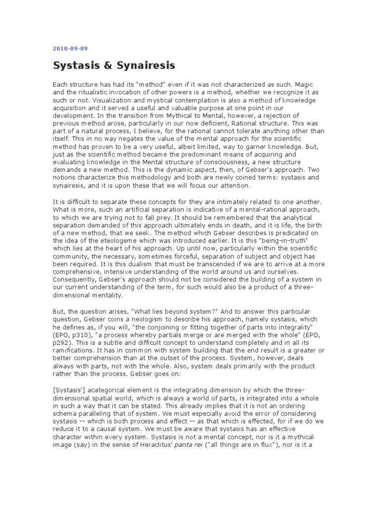 Understanding Systasis and Synairesis | PDF | Concept | Scientific Method