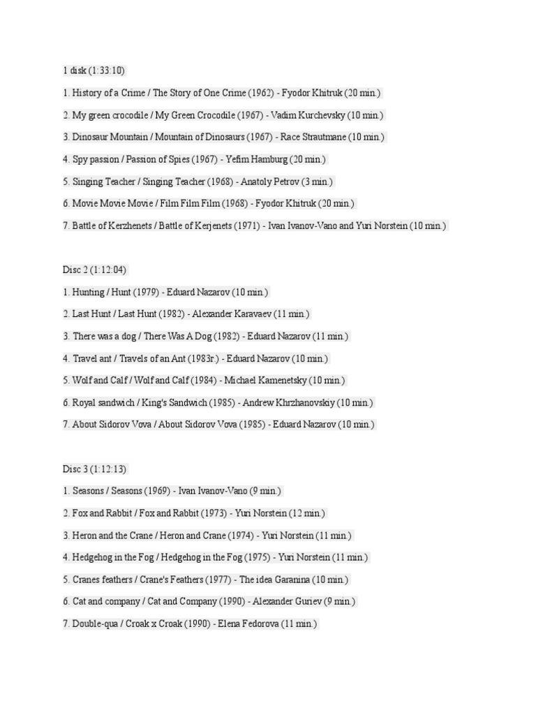 Soviet Animation Film Collection | PDF