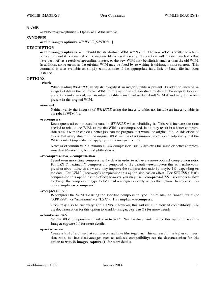 Wimlib Imagex Optimize | PDF | Data Compression | Computer Engineering