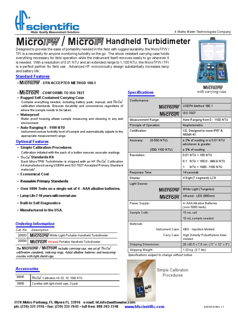 SS MicroTPI TPW Turbidimeter Field | PDF | Calibration | United States ...