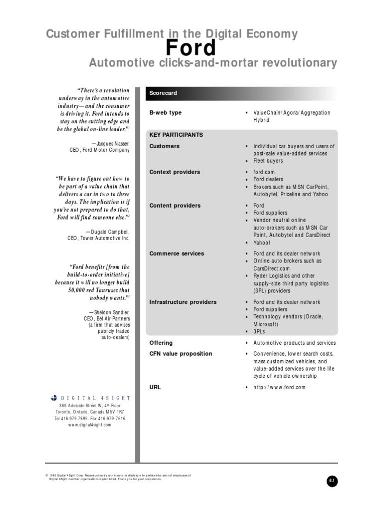 Ford Customer Fullfilment | PDF | Ford Motor Company | Supply Chain