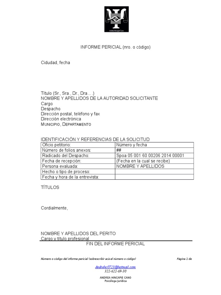 5 Ejercicio Plantilla Informe Pericial | PDF