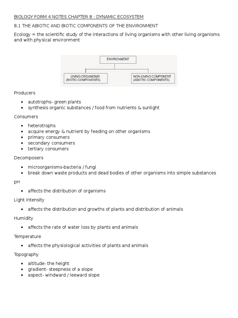 Biology Form 4 Notes Chapter 8 | PDF | Food Web | Predation