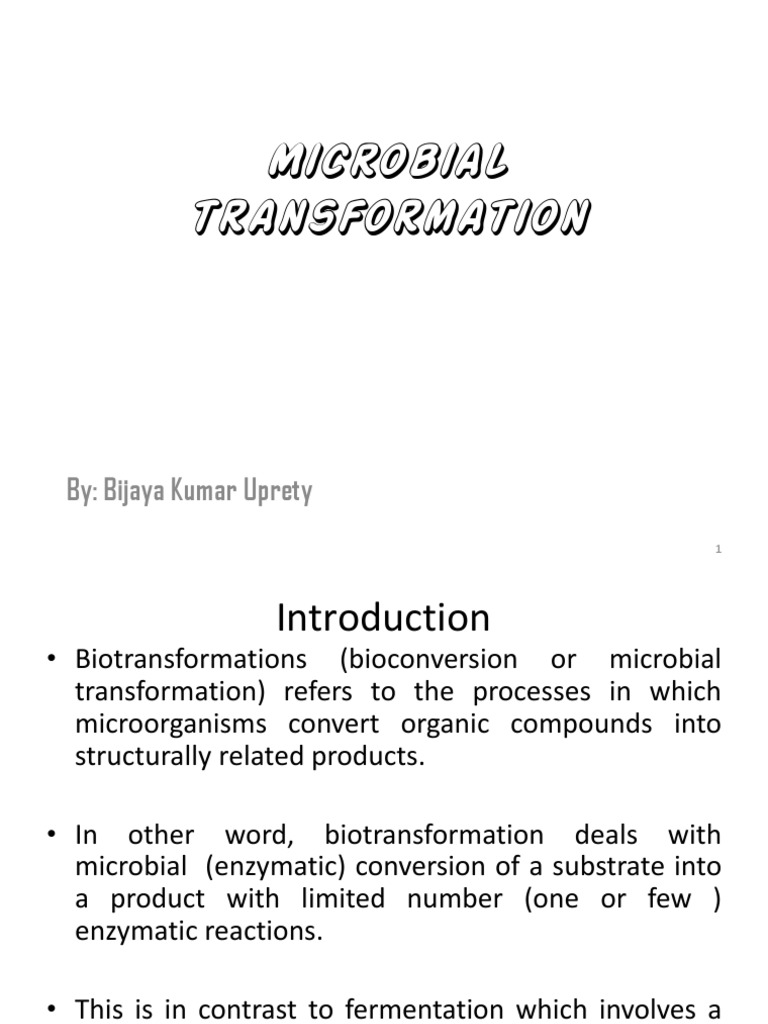 Overview of Microbial Biotransformation | PDF | Biotransformation | Chemical Reactions