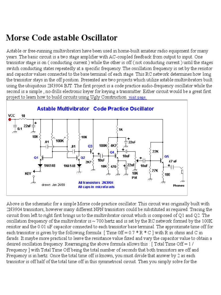 Morse Code Astable Oscillator | PDF | Amplifier | Telecommunications Engineering