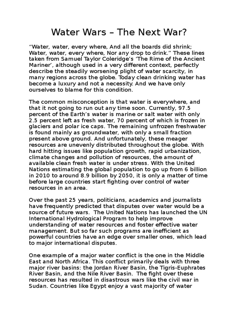 Water Wars - The Next War?: Jordan River Tigris Euphrates Nile River ...