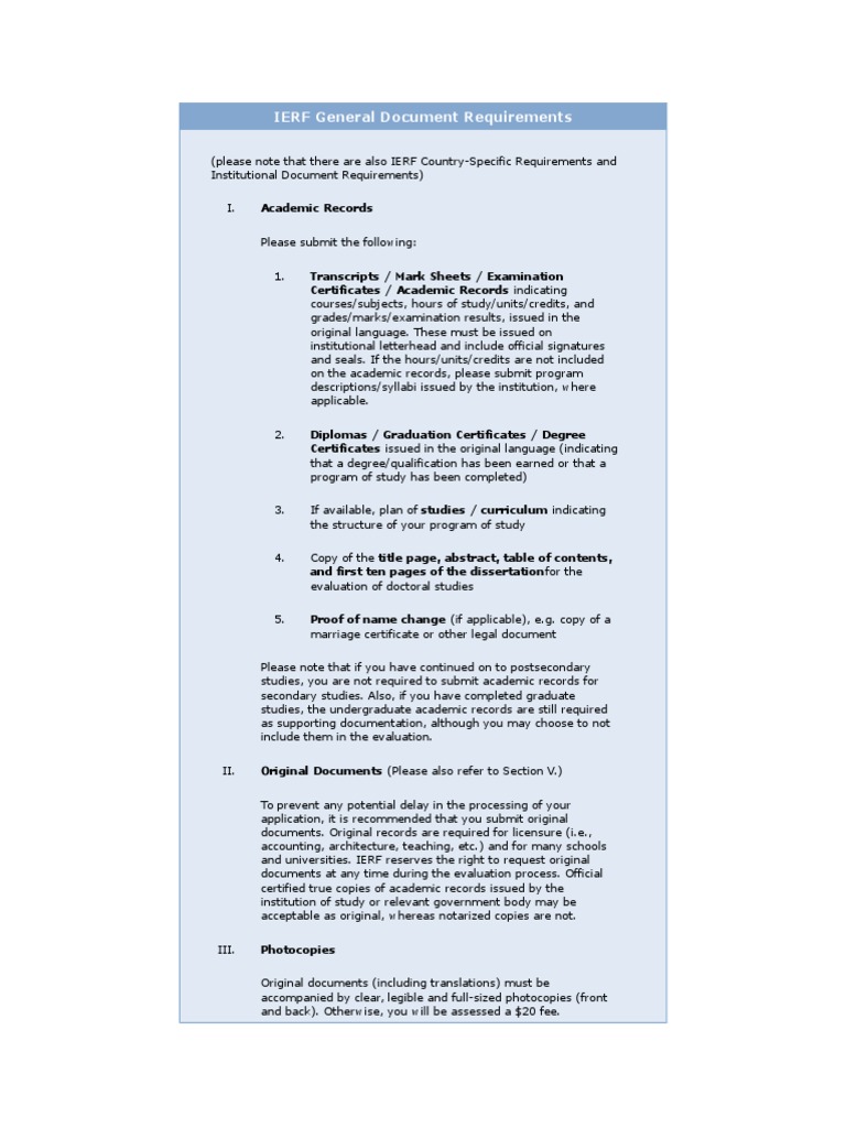IERF Document Submission Guidelines | PDF | Academic Certificate ...