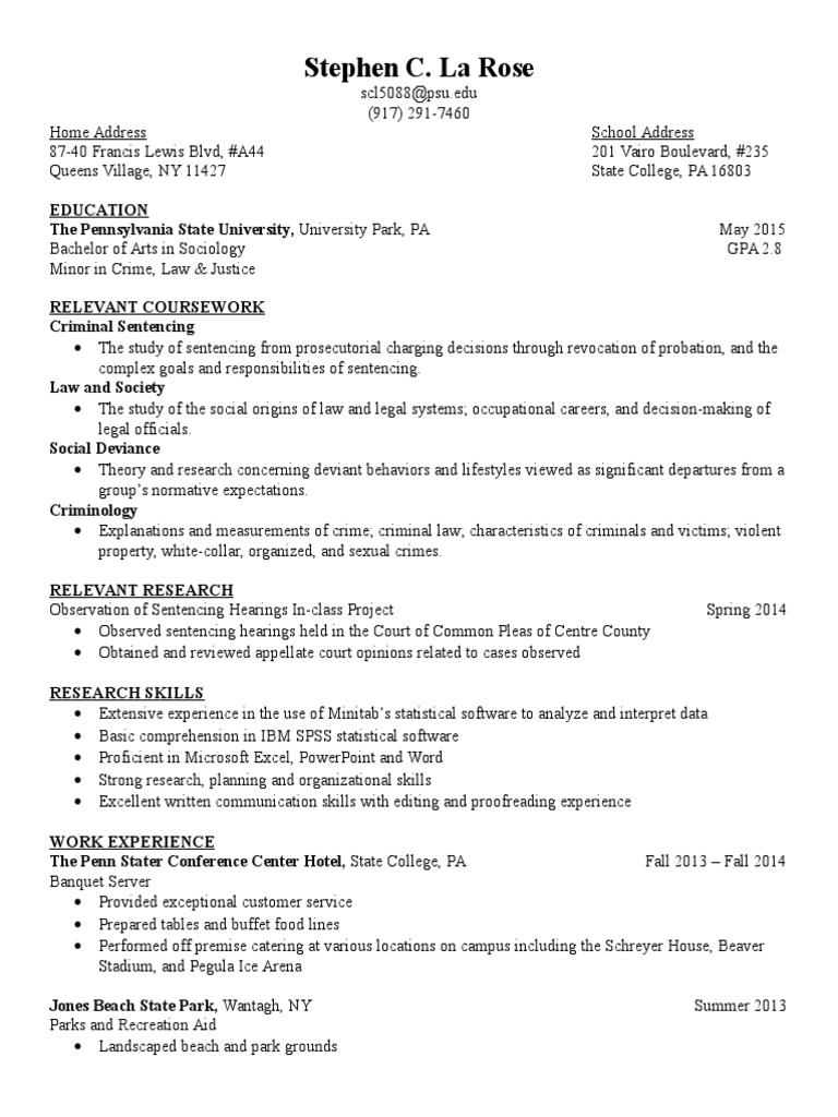 Stephen C. La Rose - Sociology Graduate Resume | PDF | Wellness