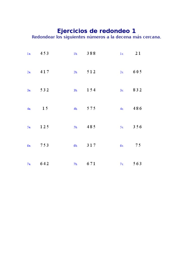 Ejercicios de Redondeo 1 | PDF | Lexicología | Transporte