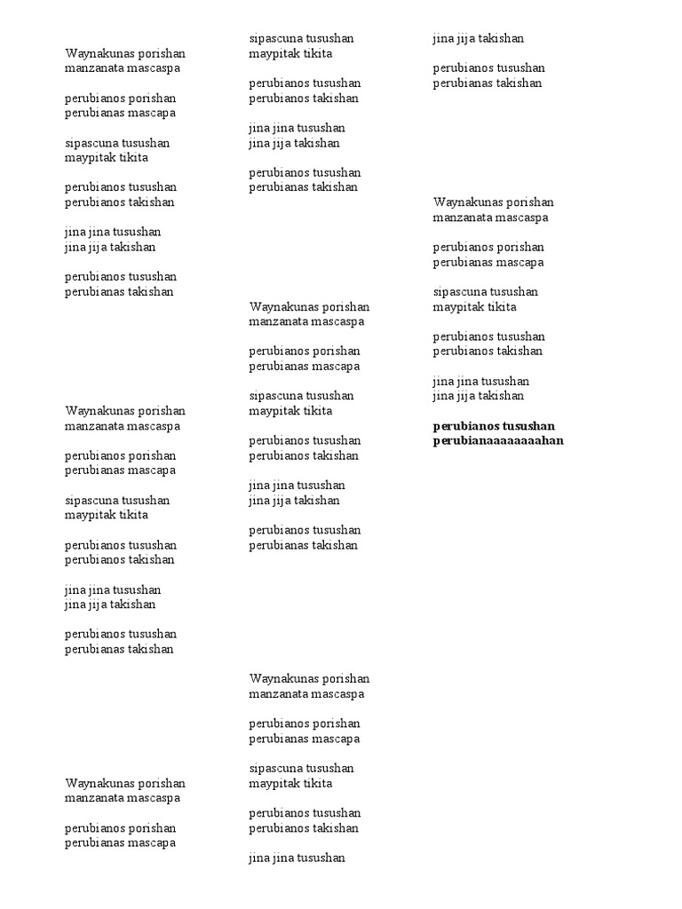 Cancion en Quechua Toqoreada