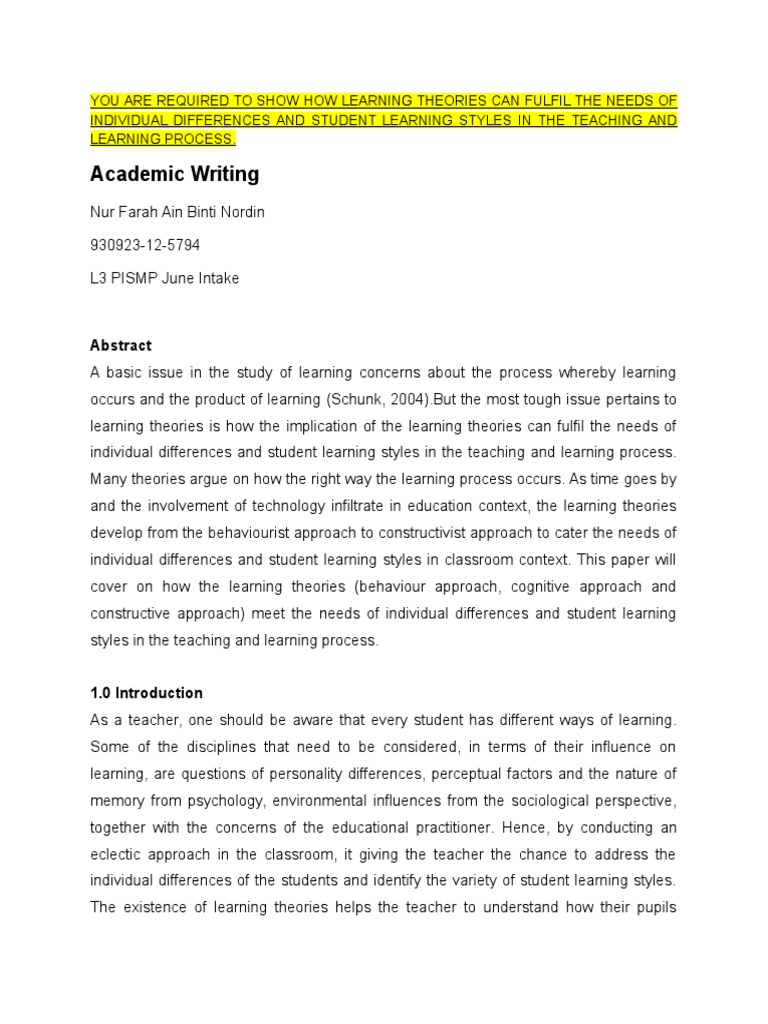 Academic Writing | PDF | Constructivism (Philosophy Of Education ...