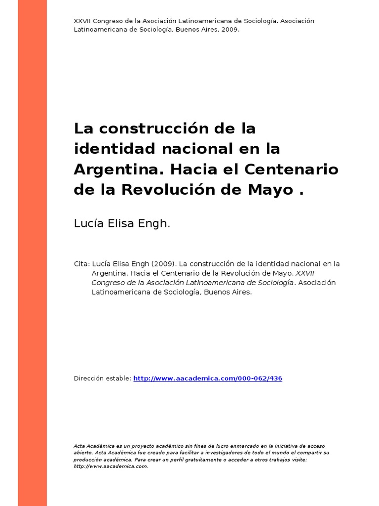 La Construcción de La Identidad Nacional en Argentina | PDF ...