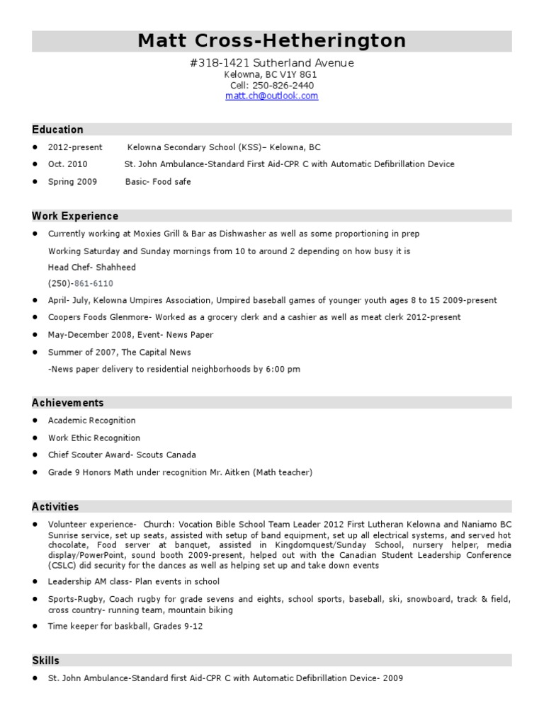 Matt Cross-Hetherington's Resume | PDF | Career & Growth | Sports ...