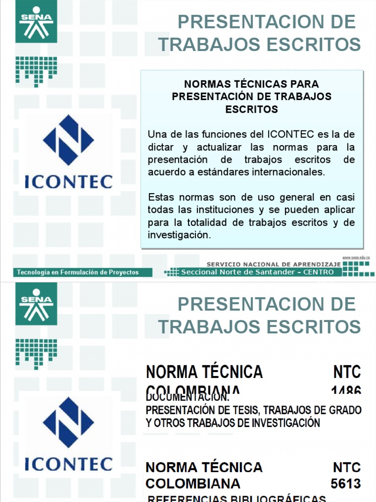 Presentacion Normas Icontec para La Presentacion de Trabajos Escritos | PDF | International ...