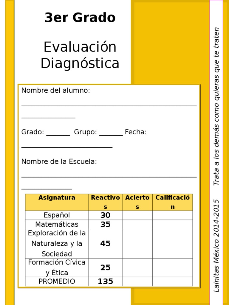 3er Grado - Evaluación Diagnóstica (2014-2015)