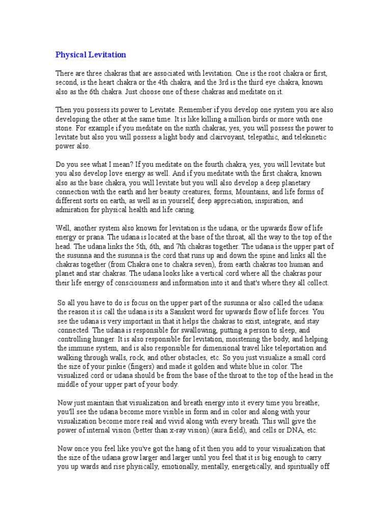 Physical Levitation 2 | PDF | Chakra | Nature