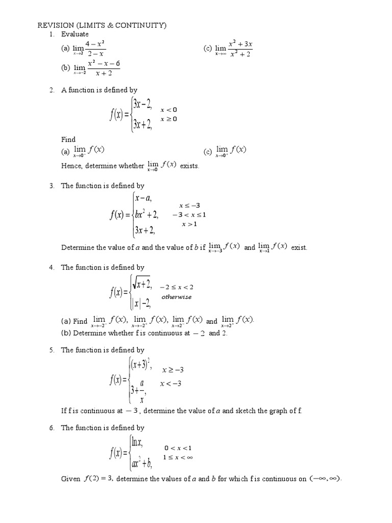 Limits and Continuity in Functions | PDF