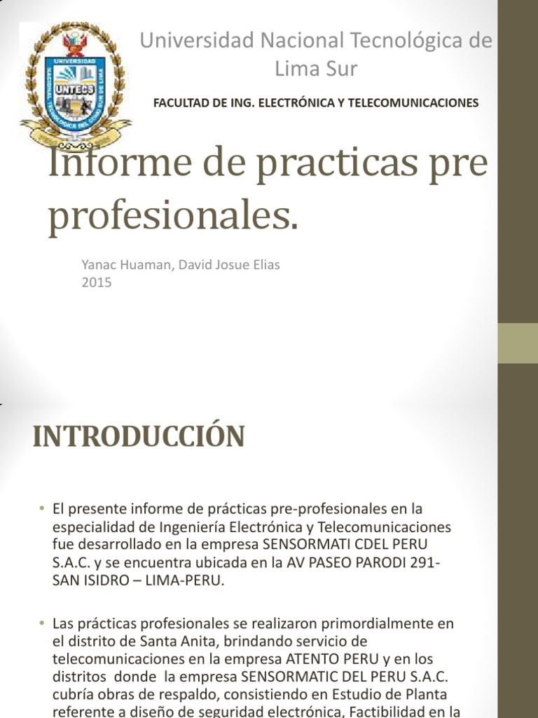 Informe de practicas pre profesionales.pdf | Ingeniería | Perú