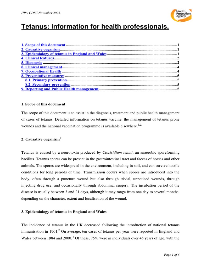 Tetanus | Vaccines | Public Health