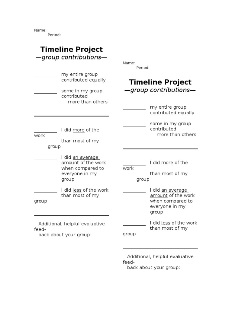 Timeline Self Assessment Pdf
