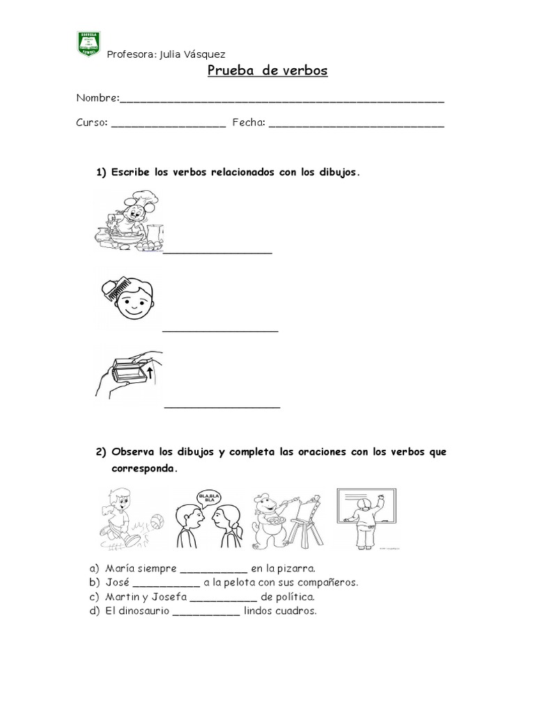 Prueba de Verbos | PDF