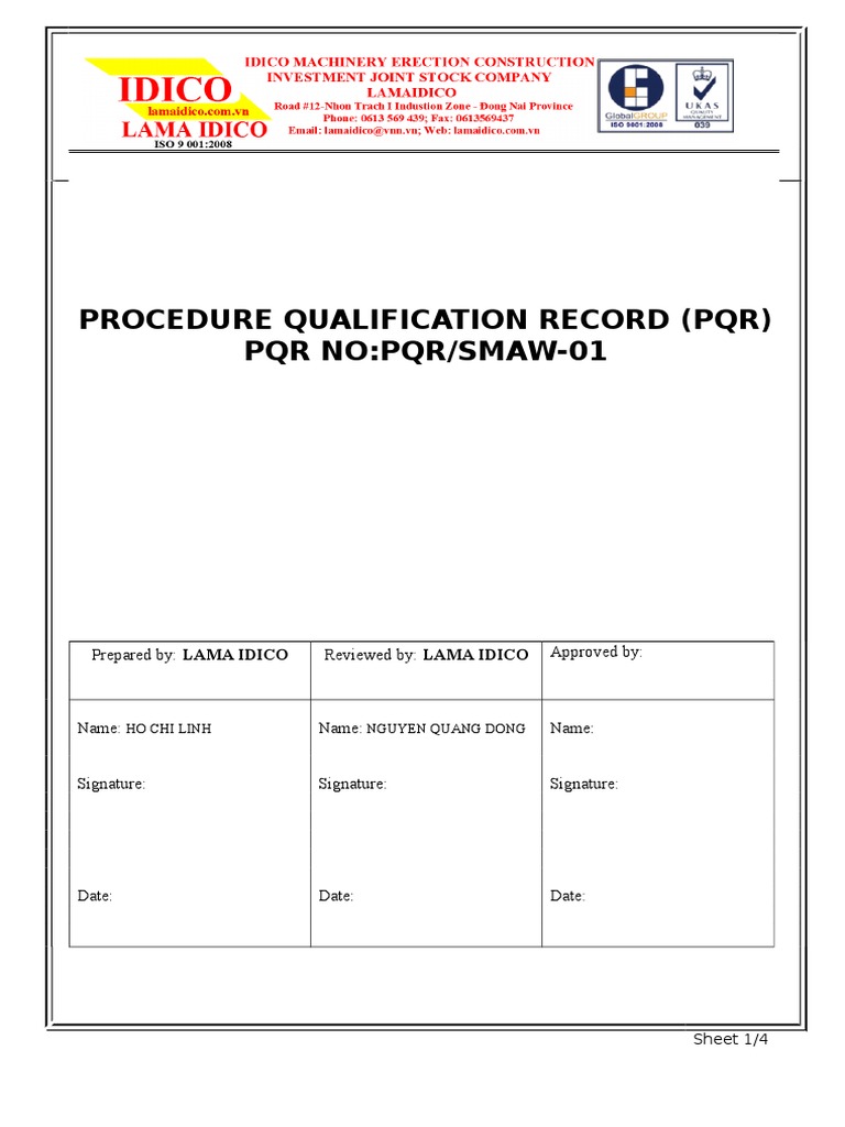 Welding Procedure Qualification Record | PDF | Metals | Electric Heating