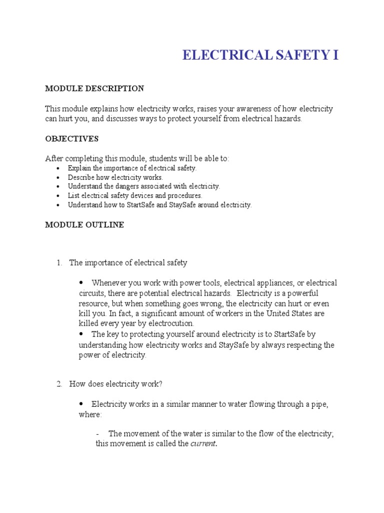 Electrical Safety I Fact Sheet | PDF | Personal Protective Equipment ...
