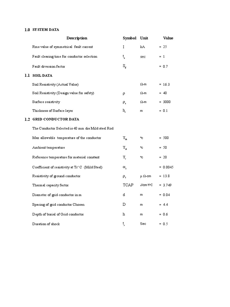 Substation Earth Mat Design Calculation | PDF | Electrical Resistivity ...