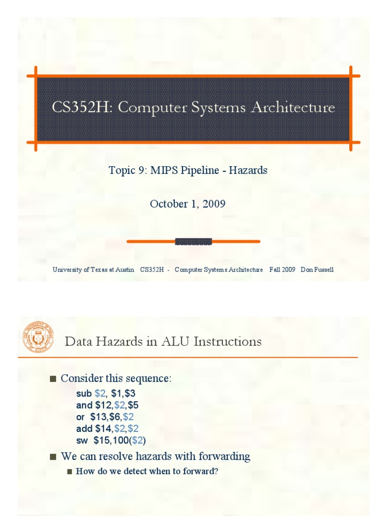 MIPS Pipeline Hazards and Exceptions | PDF | Central Processing Unit | Electronics