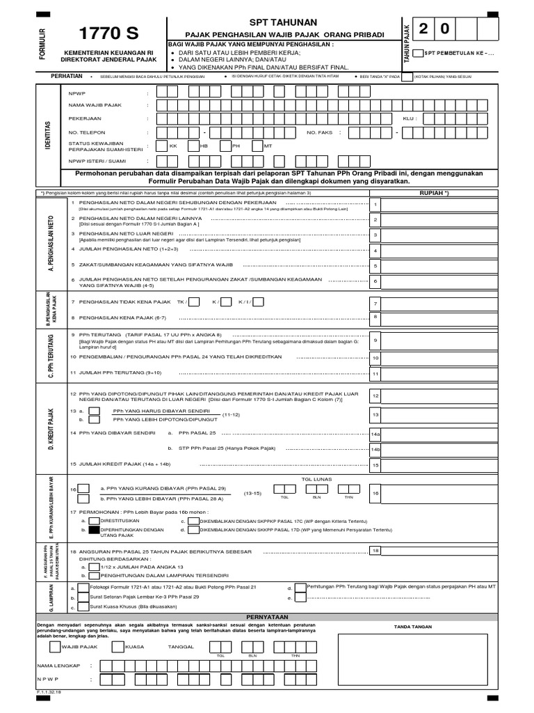Formulir SPT 1770 S | PDF
