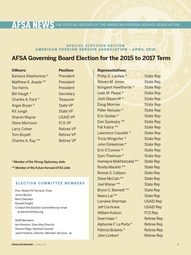 2015 AFSA Candidate Statements | PDF | United States Foreign Service ...