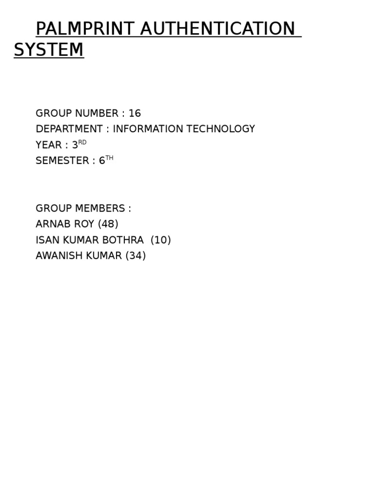 Palm Print Authentication | PDF | Capacitor | Fingerprint