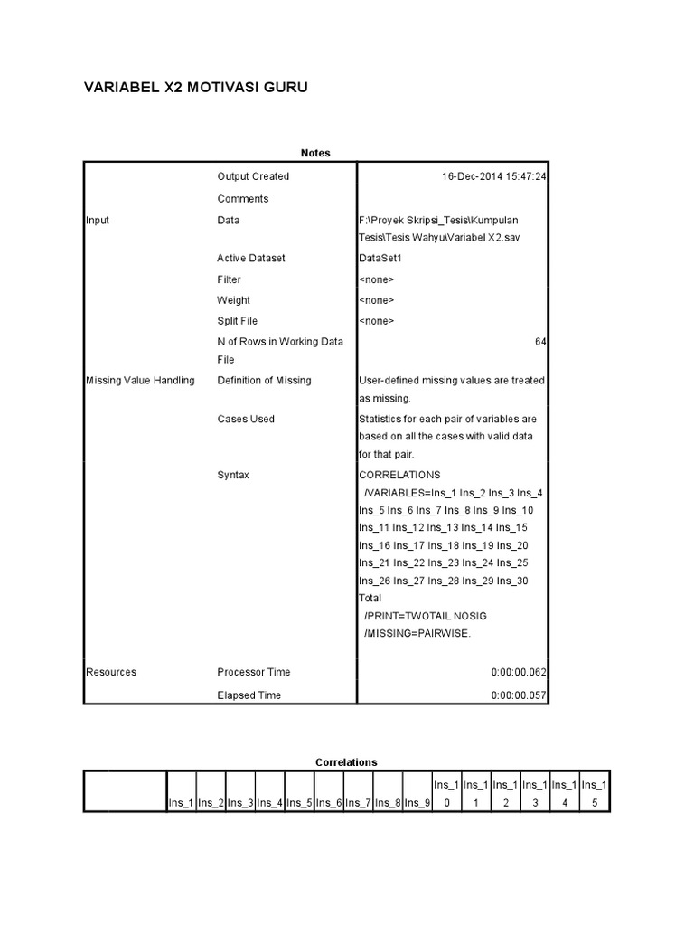 Variabel X2 Motivasi Guru: Notes | PDF | Correlation And Dependence ...