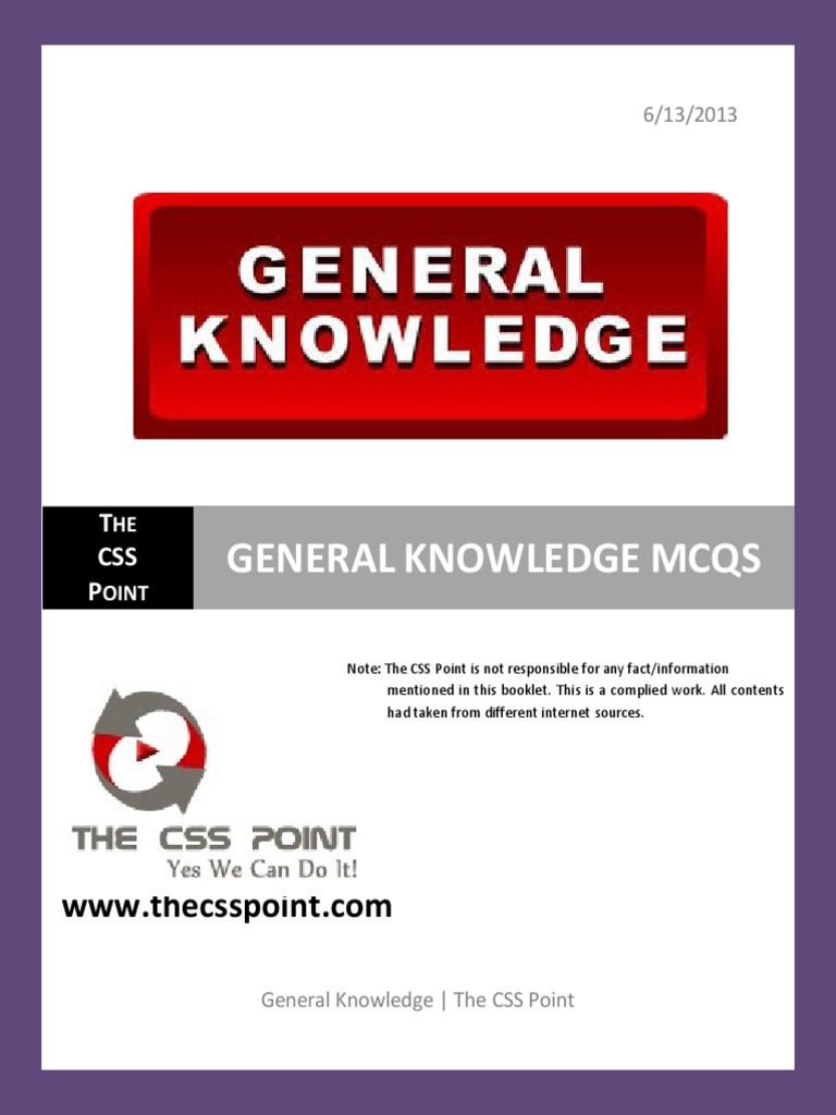 CSS General Knowledge MCQs Compilation | PDF