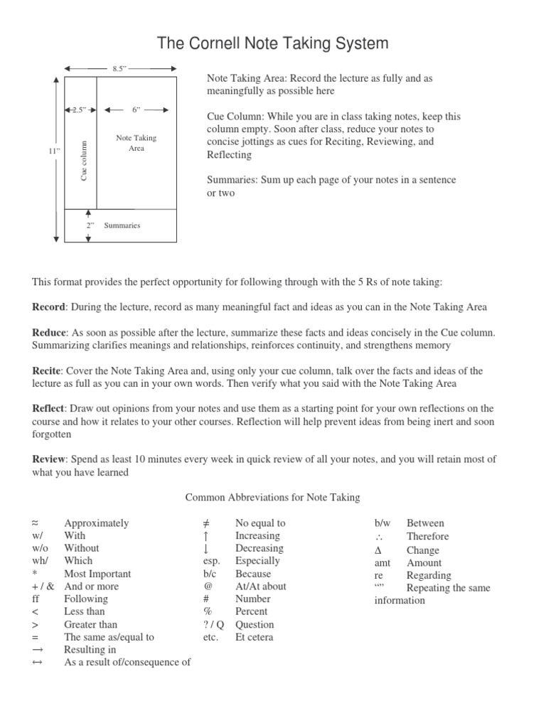 Cornell Note Taking Method | PDF | Foreign Language Studies | Computers