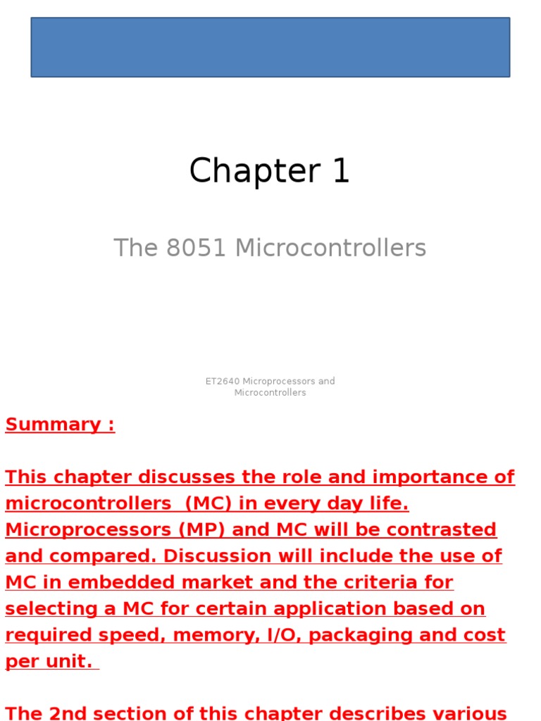 Microcontrollers Chapter 1 Slides | PDF | Microcontroller | Microprocessor