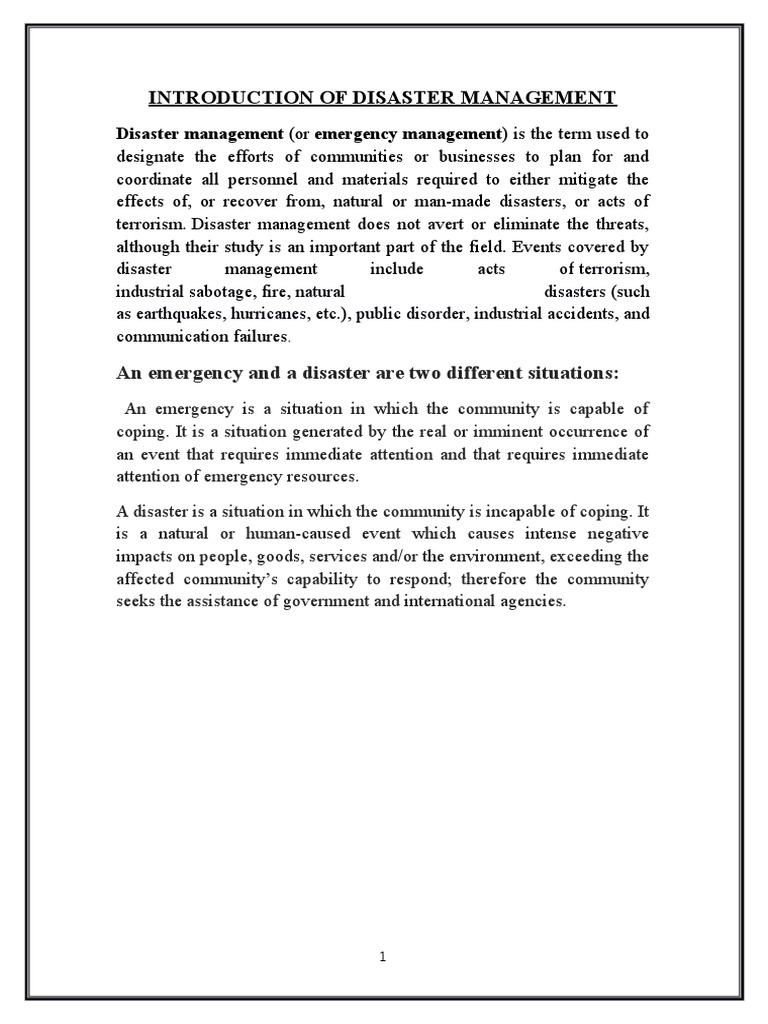 Introduction to Disaster Management Principles (38 characters | PDF ...