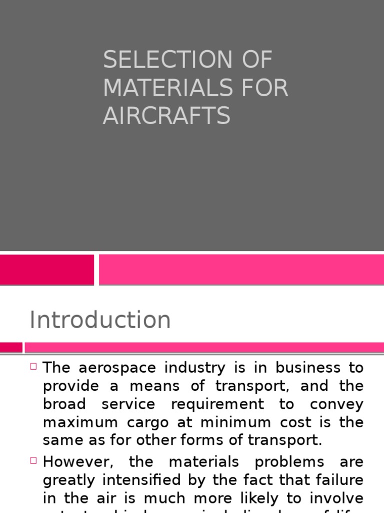 Selection of Materials For Aircrafts | PDF | Landing Gear | Aircraft