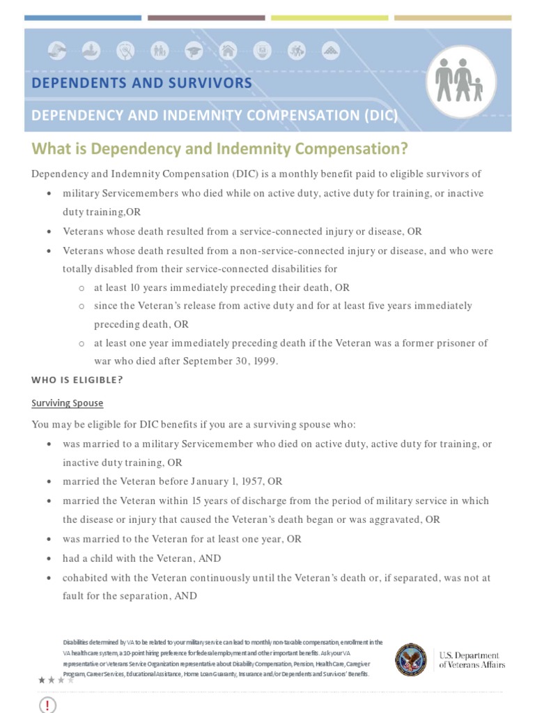 DIC Benefits For Survivors | PDF | Veteran | Service Industries