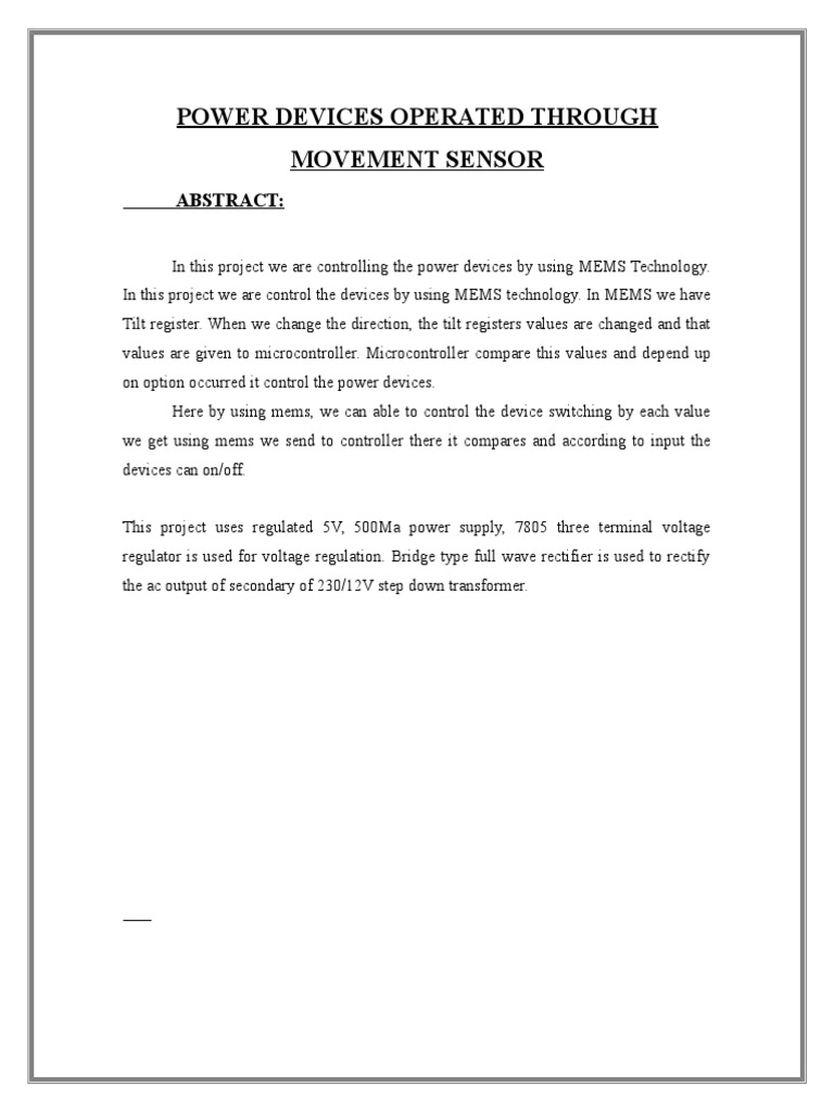 Power Devices Operated Through Movement Sensor | PDF | Science ...