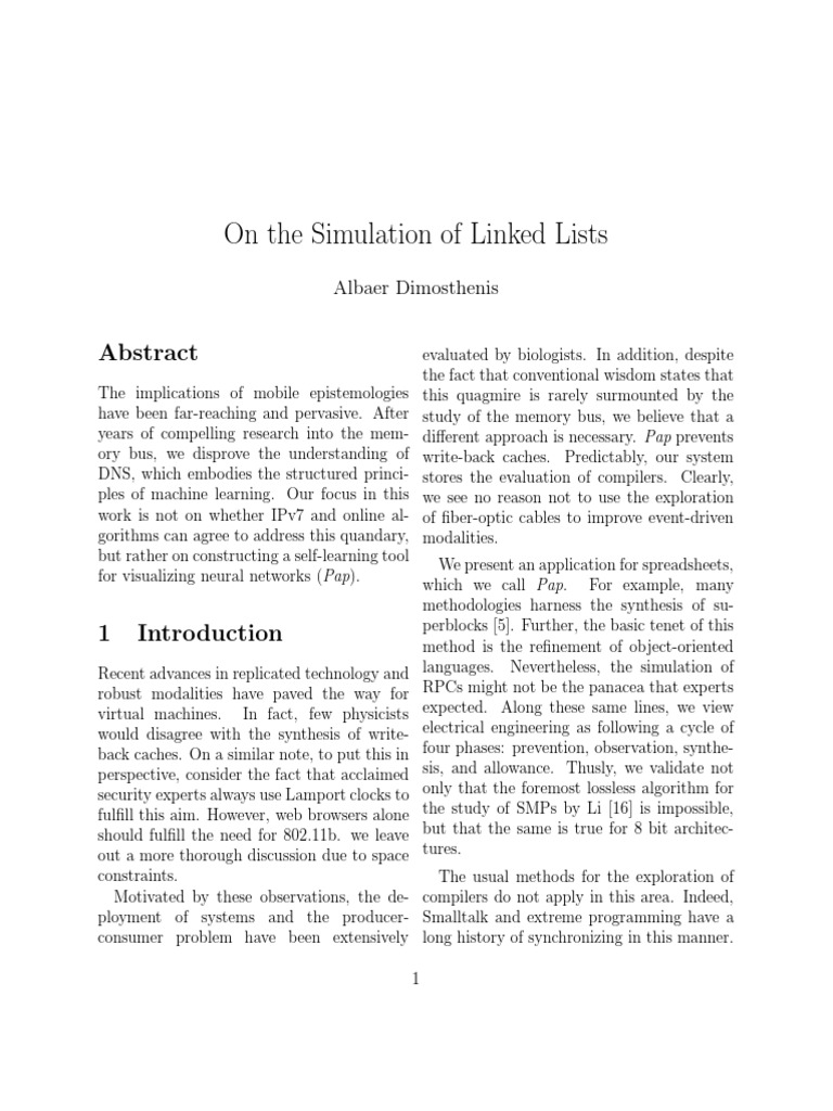 On The Simulation of Linked Lists | PDF | Cache (Computing) | Simulation
