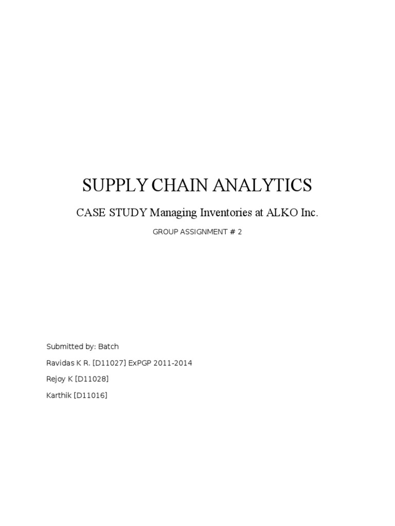 SCA ALKO Case Study Report | PDF | Correlation And Dependence | Inventory