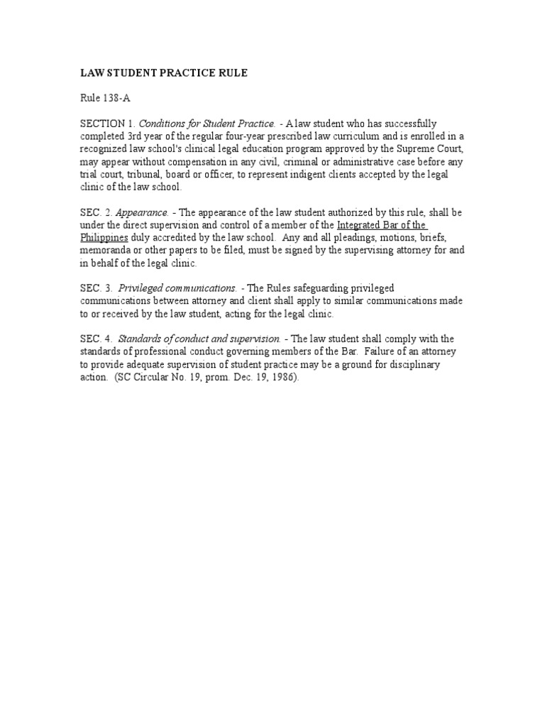 Law Student Practice Rule | PDF
