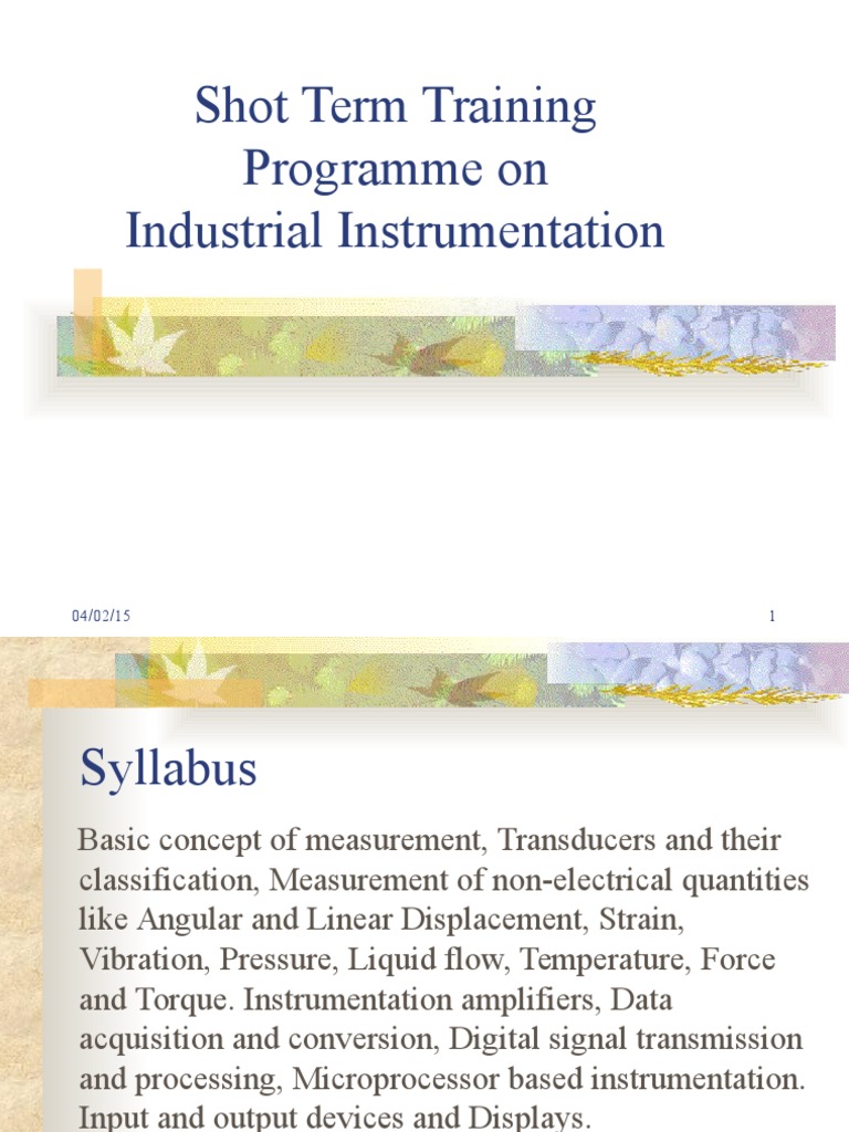 Shot Term Training Programme On Industrial Instrumentation | PDF ...