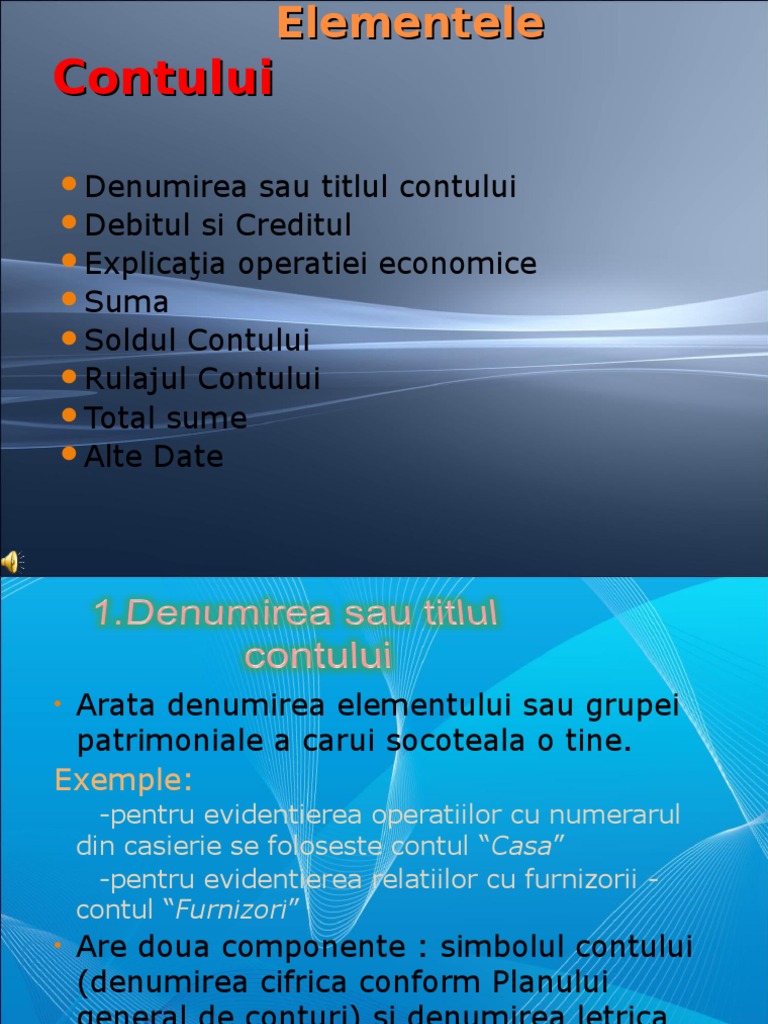 Prezentare- Elementele Contului